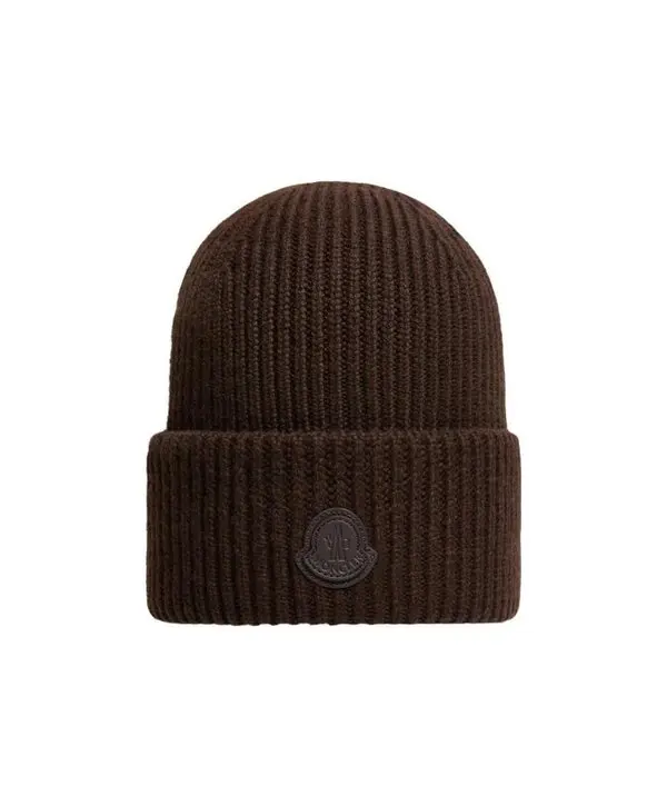 Moncler Logo Patch Ribbed Beanie