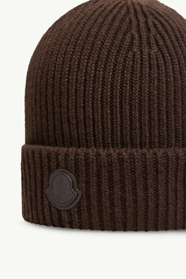 Moncler Logo Patch Ribbed Beanie