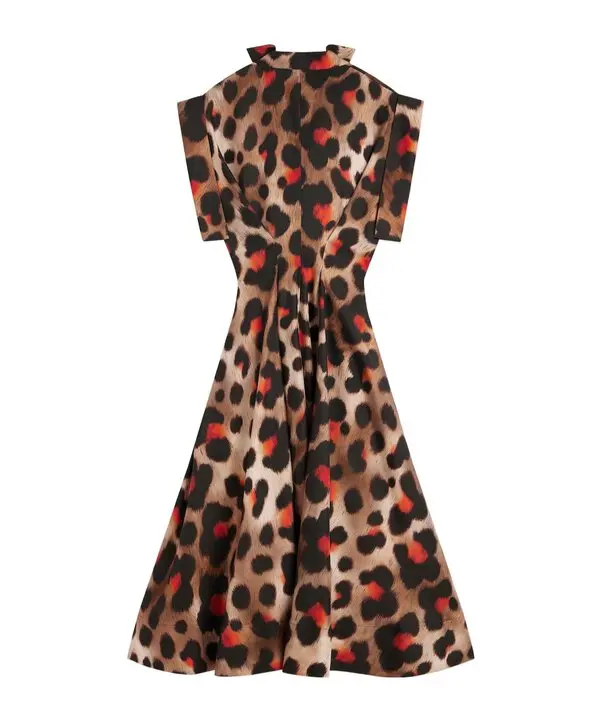 Givenchy Shirt Dress In Leopard Silk With Deconstructed Collar
