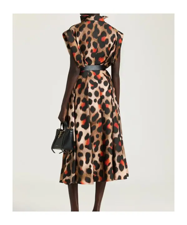 Givenchy Shirt Dress In Leopard Silk With Deconstructed Collar