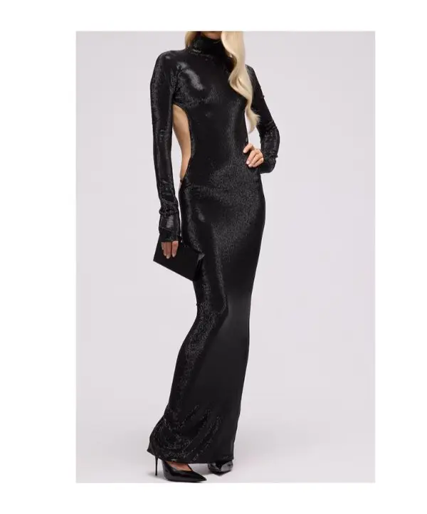 Gucci Stretch Nylon Jersey Dress With Crystals