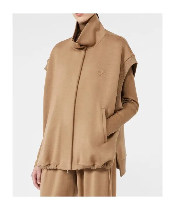 Max Mara Oversized Sleeveless Wool Jersey Jacket