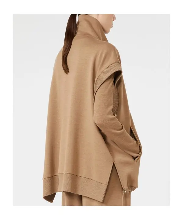 Max Mara Oversized Sleeveless Wool Jersey Jacket