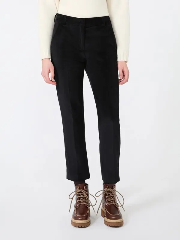 Max Mara Cotton Velvet Cropped Trousers - Black