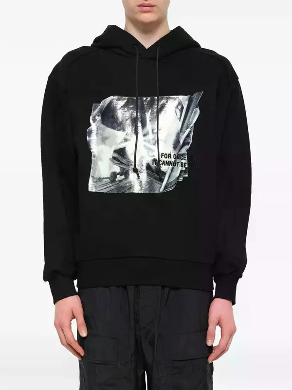 JUUN.J Graphic-print Drawstring Hoodie - Black