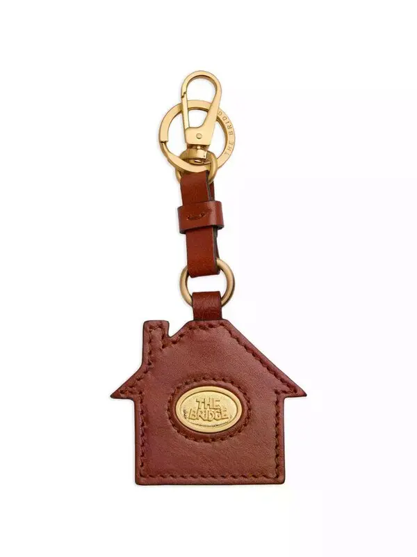 THE BRIDGE House-shape Leather Keyring - Orange