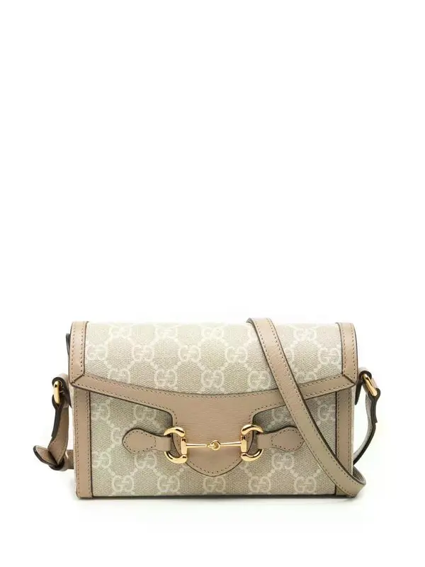 Gucci 2016-2026 Mini Gg Supreme Horsebit 1955 Crossbody Bag - Neutrals