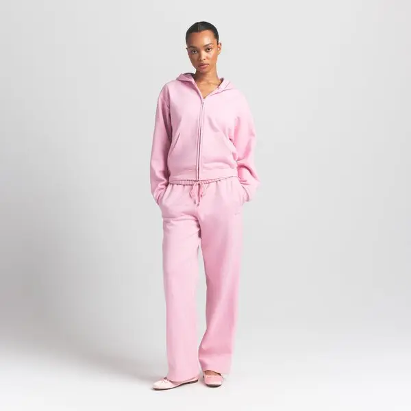 SKIMS Zip Up Hoodie | Pink | | Cotton Fleece - Halite