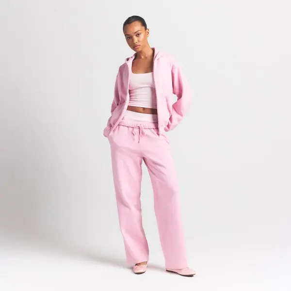 SKIMS Zip Up Hoodie | Pink | | Cotton Fleece - Halite