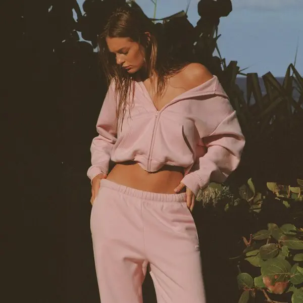 SKIMS Zip Up Hoodie | Pink | | Cotton Fleece - Halite