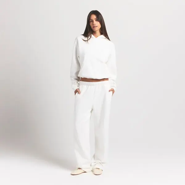 SKIMS Hoodie | White | | Cotton Fleece - Marble