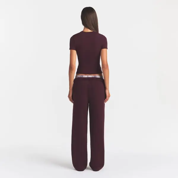 SKIMS Straight Leg Pants | Red | | Cotton Fleece - Currant