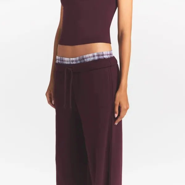 SKIMS Straight Leg Pants | Red | | Cotton Fleece - Currant