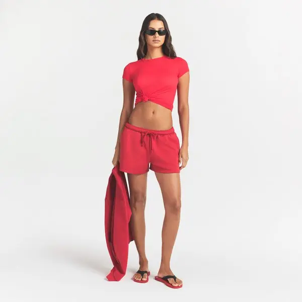 SKIMS Short | Red | | Cotton Fleece
