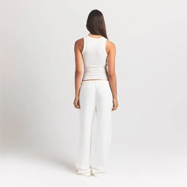 SKIMS Straight Leg Pants | White | | Cotton Fleece