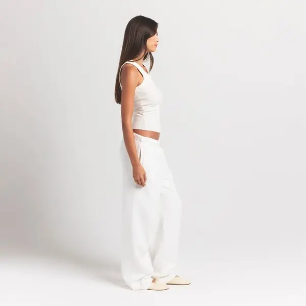 SKIMS Straight Leg Pants | White | | Cotton Fleece