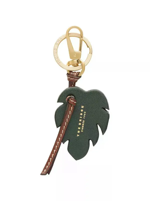 THE BRIDGE Leaf-pendant Leather Keyring - Green