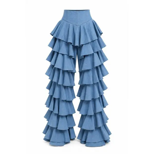 OFUURE Light Denim Daria Ruffle Pants