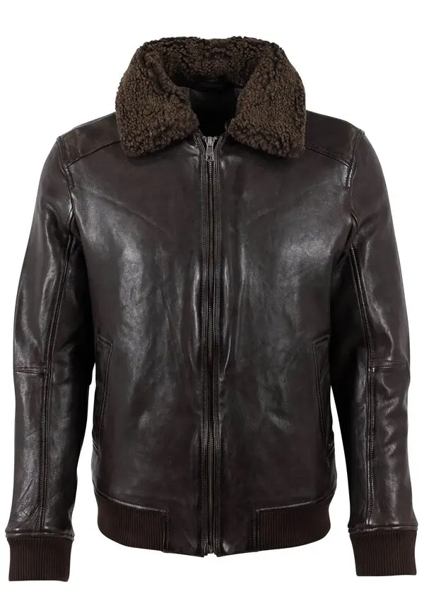 Mauritius Men’s Leather Jacket With Shearling Collar Grovig