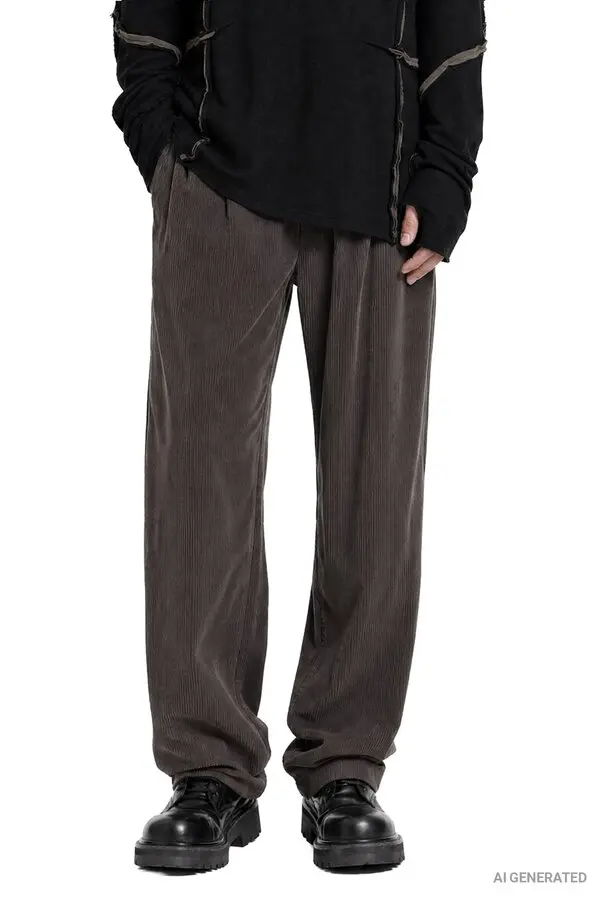 ANDREA YA AQOV Pleated Corduory Pants