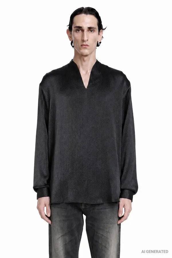 Giorgio Armani Hammered Silk Satin Shirt