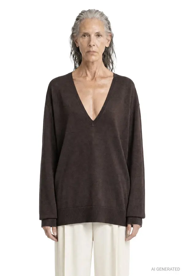 TOTEME Fine V-neck Sweater - Brown