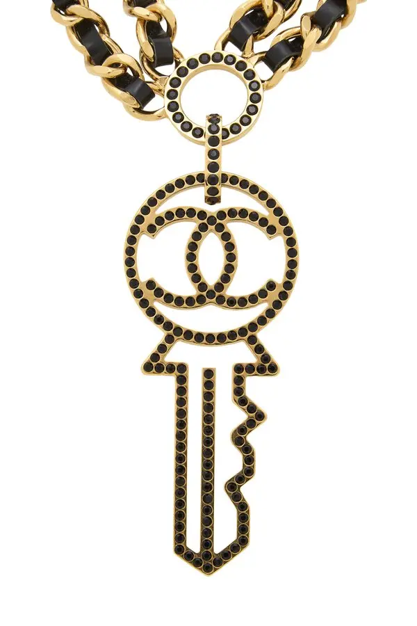 Chanel Gold 'cc' Key Pendant Necklace