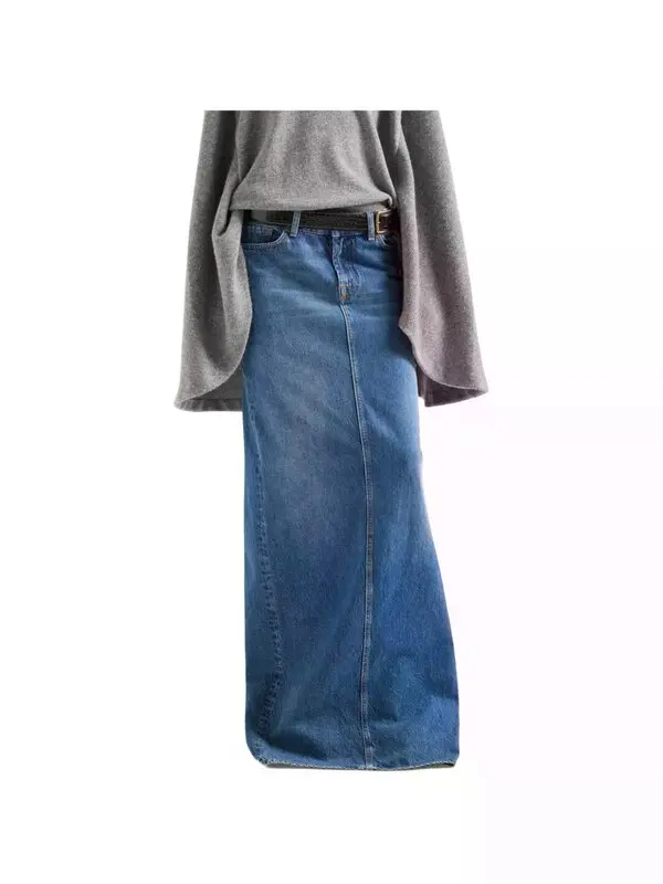 7 For All Mankind Faded-effect Front-slit Maxi Skirt