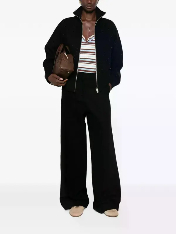 Sandro Rhinestone-embellished Zip-fastening Cardigan