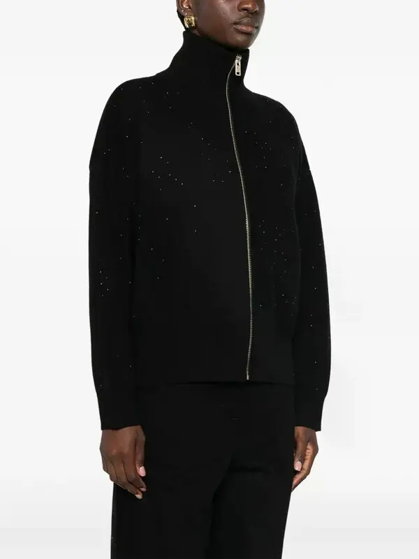 Sandro Rhinestone-embellished Zip-fastening Cardigan
