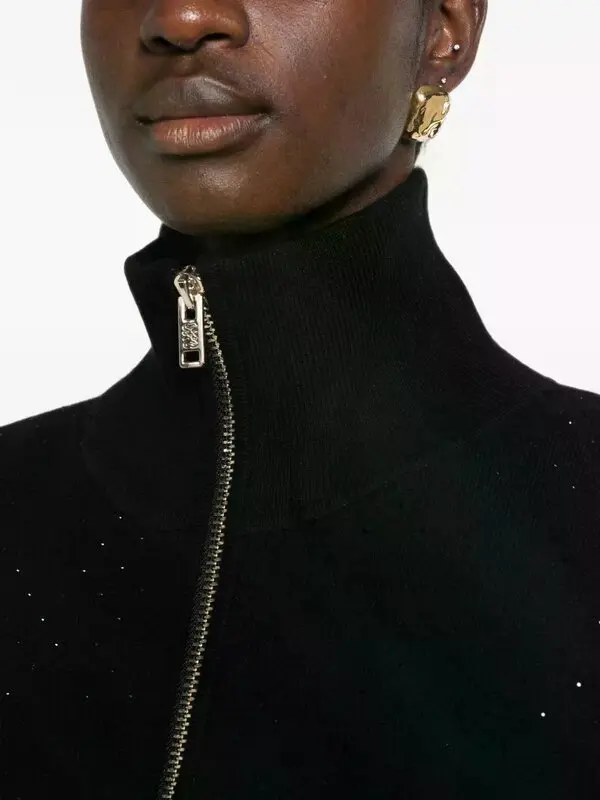 Sandro Rhinestone-embellished Zip-fastening Cardigan