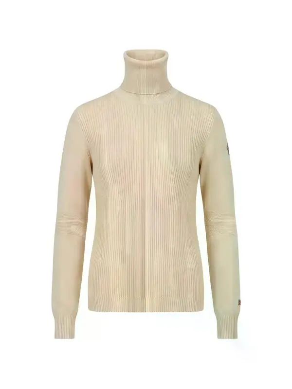 Moncler Ribbed-knit Logo-patch Sweater - Neutrals