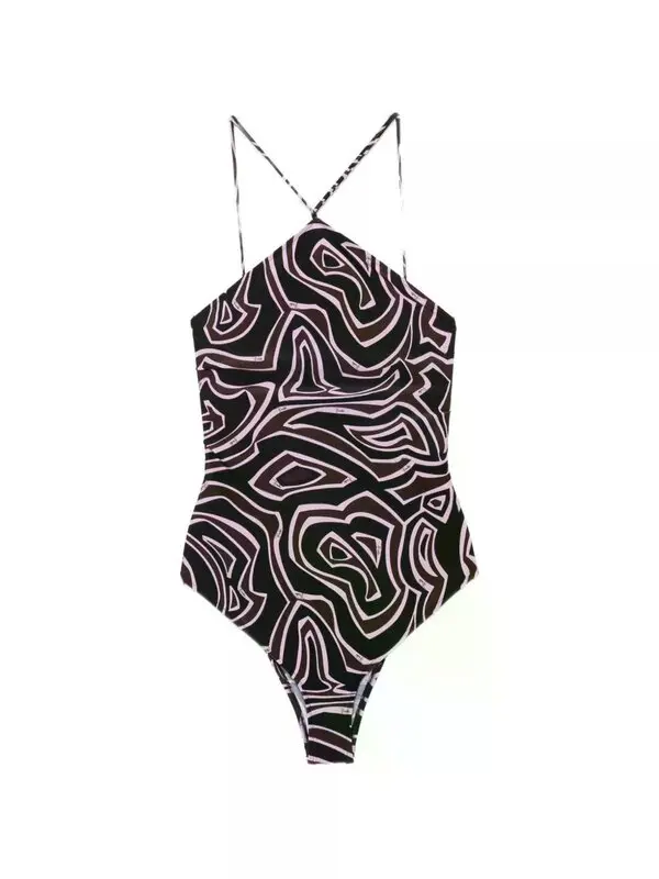 Emilio Pucci Iride-print Halterneck Swimsuit - Brown