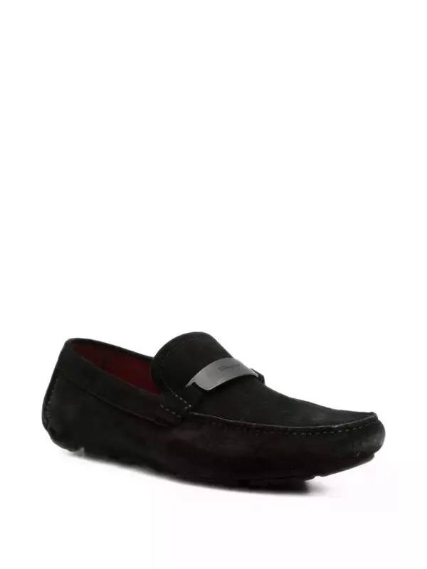 FERRAGAMO Logo-plaque Suede Loafers