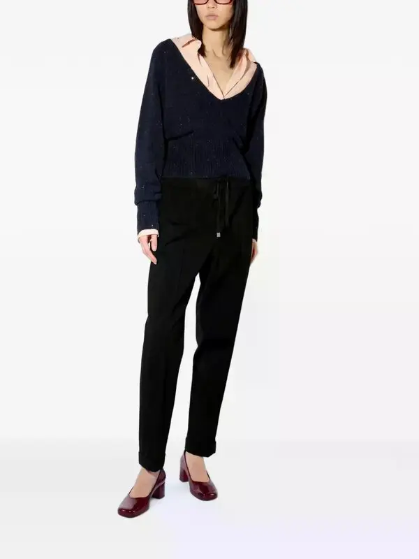 Liviana Conti Drawstring Pintuck-detail Trousers - Black