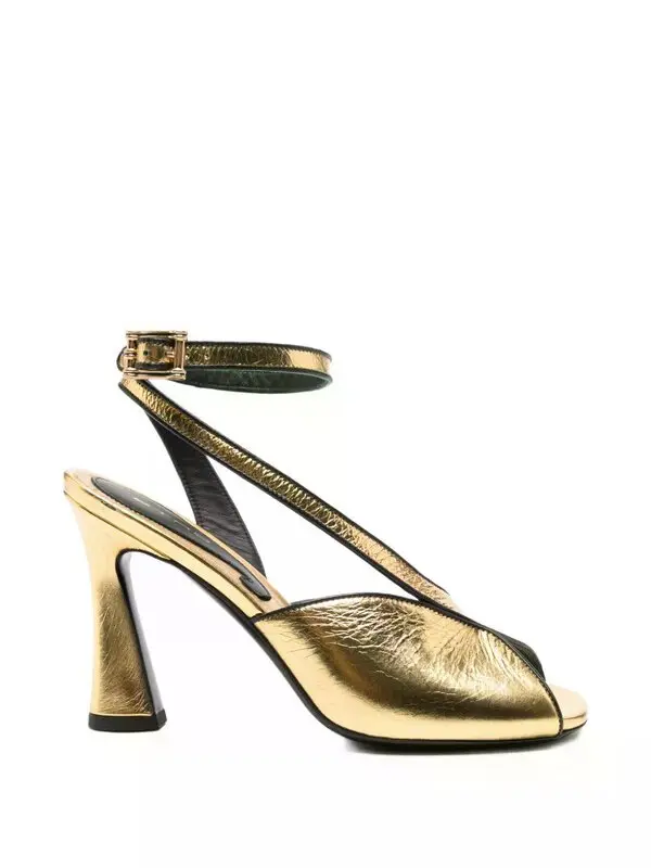 Etro Cracked-effect Metallic Sandals