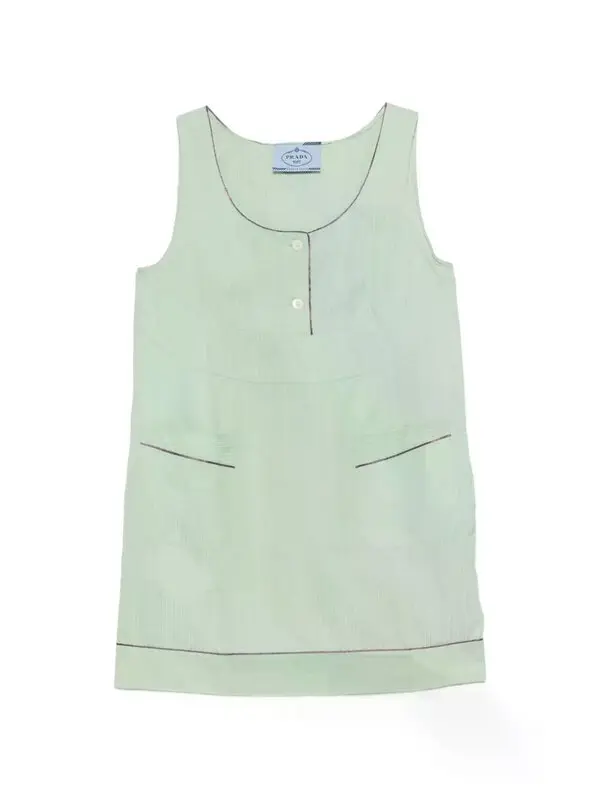 Prada Piped-trim Mini Dress - Green