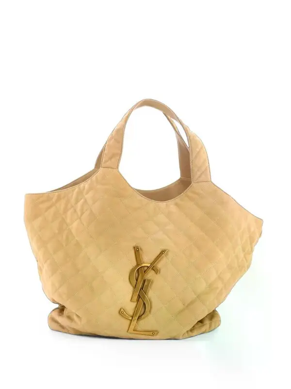 Saint Laurent Icare Shopping Quilted Suede Maxi Tote Bag - Neutrals
