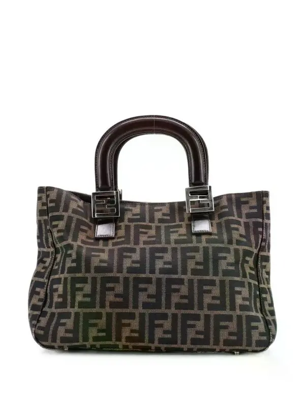 Fendi Vintage Ff Handle Zucca Canvas Small Tote Bag - Brown