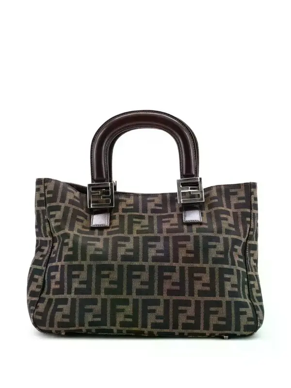 Fendi Vintage Ff Handle Zucca Canvas Small Tote Bag - Brown