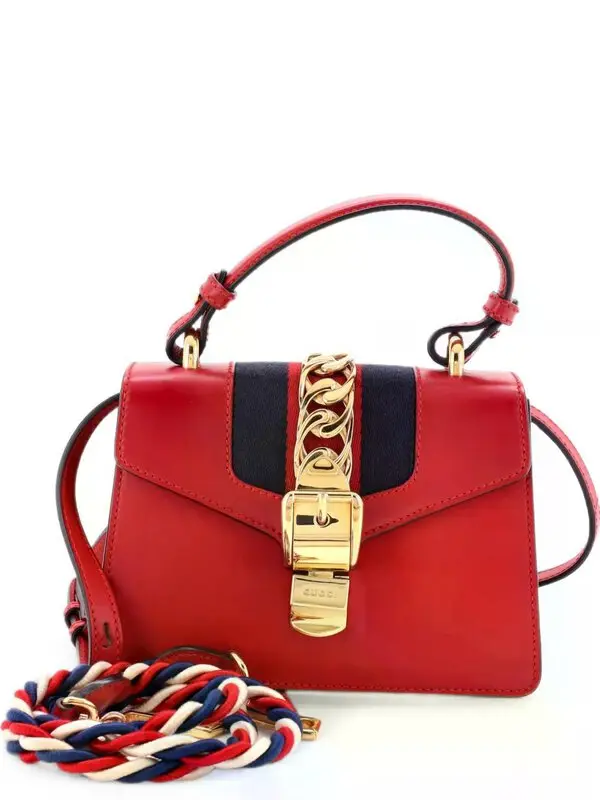 Gucci Sylvie Top Handle Bag Leather Mini Satchel