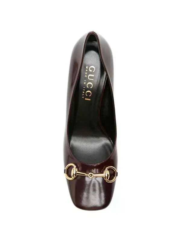 Gucci Horsebit-plaque Square-toe Pumps