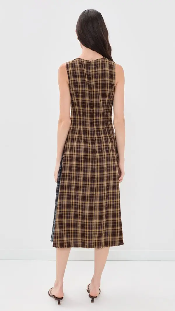 ANOTHER GIRL Contrast Check Panel Midaxi Dress