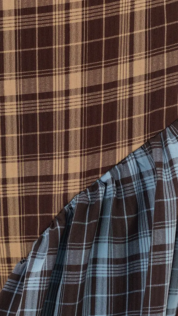 ANOTHER GIRL Contrast Check Panel Midaxi Dress