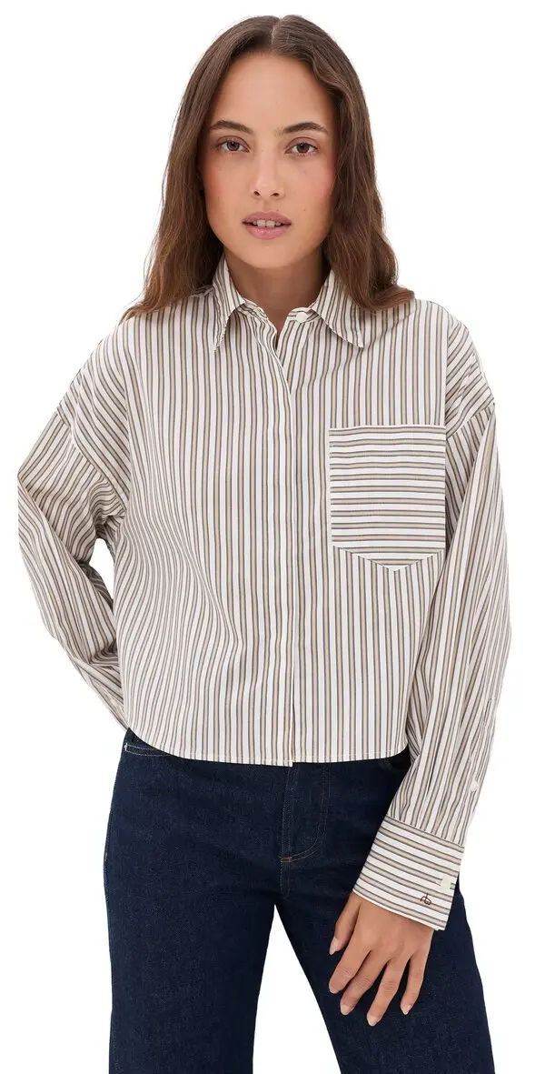 Rag & Bone Marin Cropped Stripe Shirt - Tanst