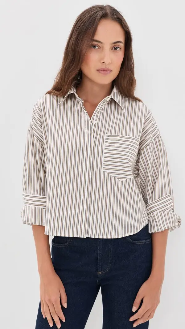 Rag & Bone Marin Cropped Stripe Shirt