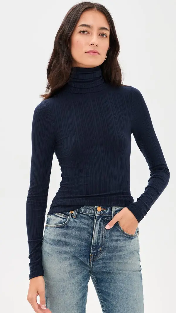 JAMIE HALLER The Variegated Rib Turtleneck Tee