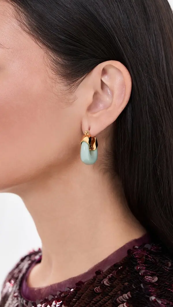 LIZZIE FORTUNATO Mini Organic Hoops In Seafoam