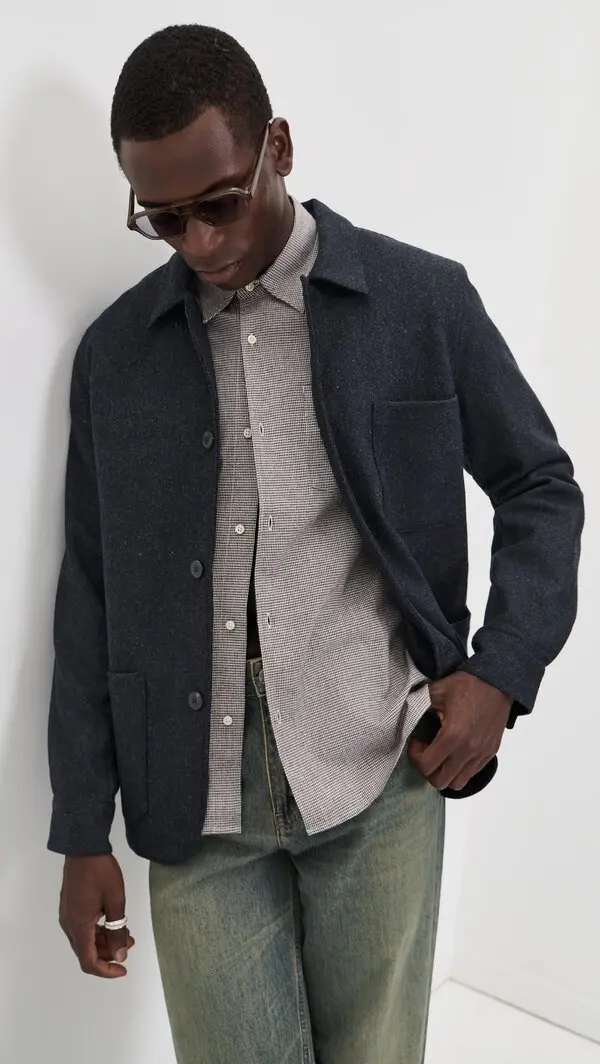 Portuguese Flannel Labura Herringbone Wool Shacket