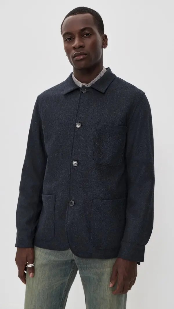 Portuguese Flannel Labura Herringbone Wool Shacket